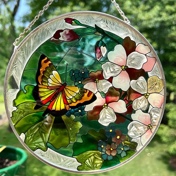 Accents | Vintage Stained Glass Pewter Suncatcher | Poshmark